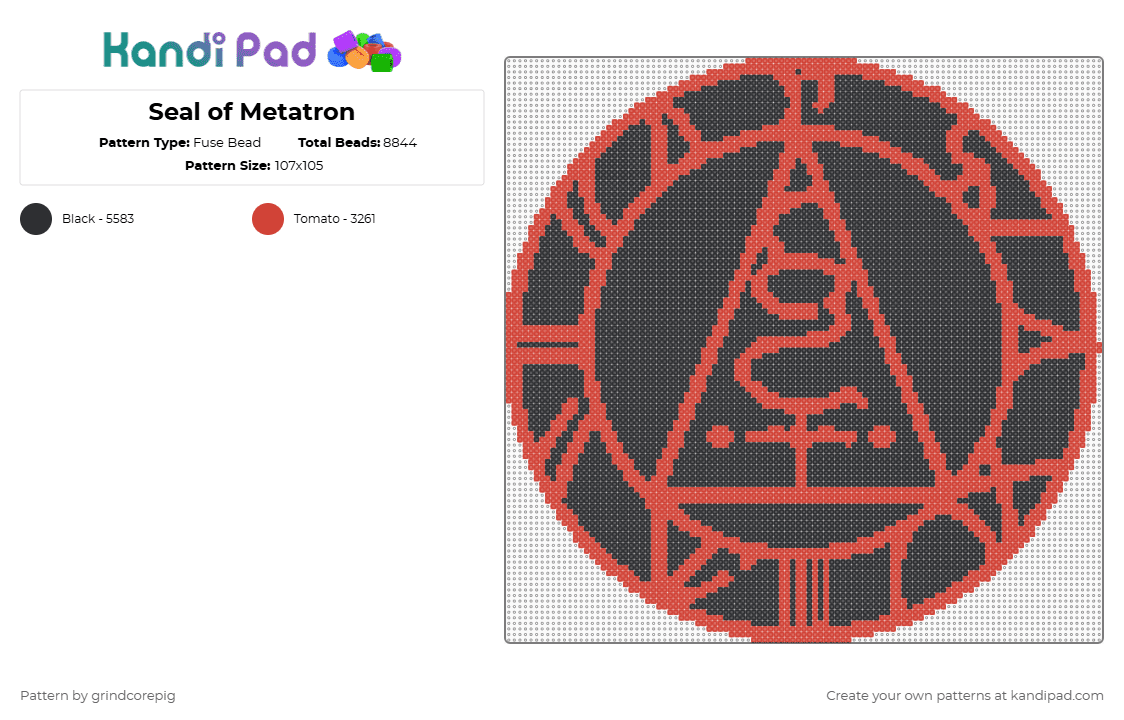 Seal of Metatron Fuse Bead Pattern - Kandi Pad | Kandi Patterns, Fuse ...