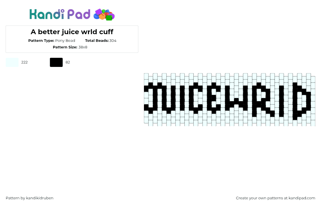 A better juice wrld cuff Pony Bead Pattern - Kandi Pad | Kandi Patterns ...