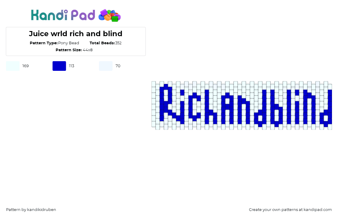 Juice wrld rich and blind Pony Bead Pattern - Kandi Pad | Kandi ...