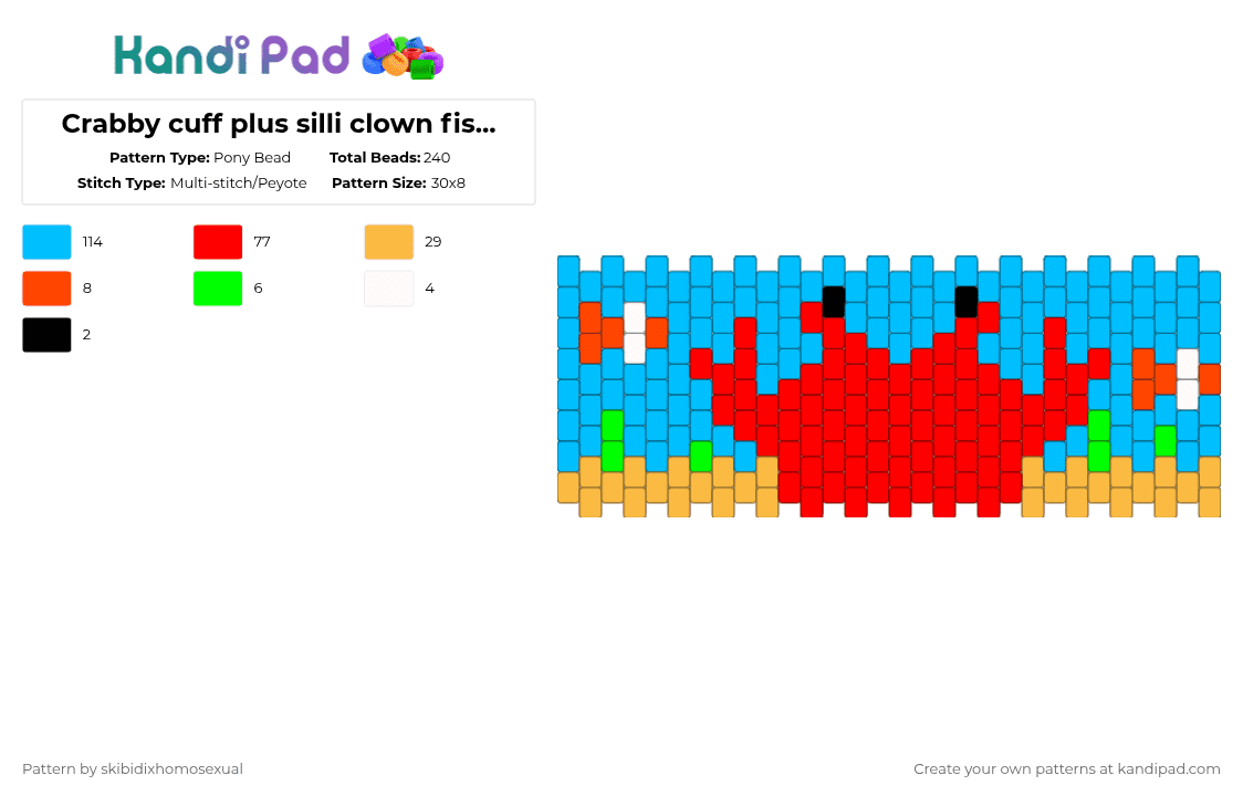 Crabby cuff plus silli clown fish (cotd) Pony Bead Pattern - Kandi Pad ...