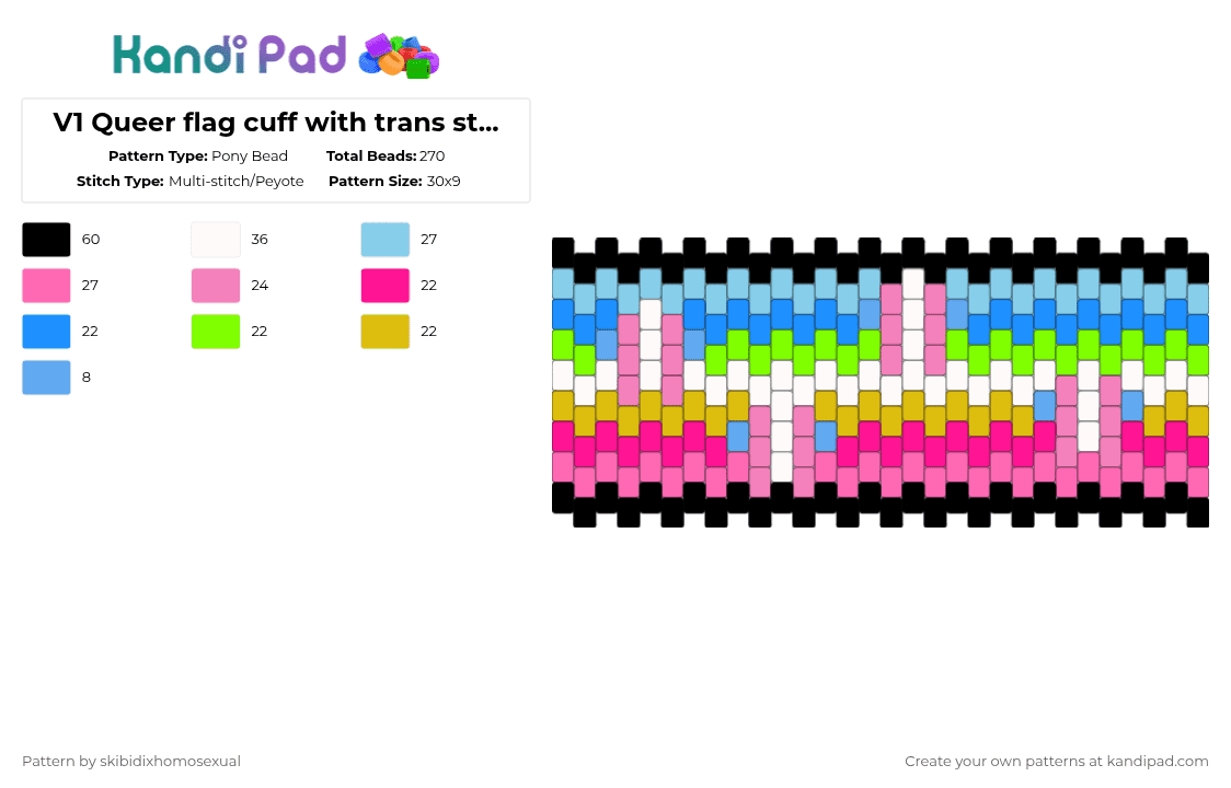 Nonbanary Flag Pony Bead Patterns - Gallery - Kandi Pad | Kandi ...