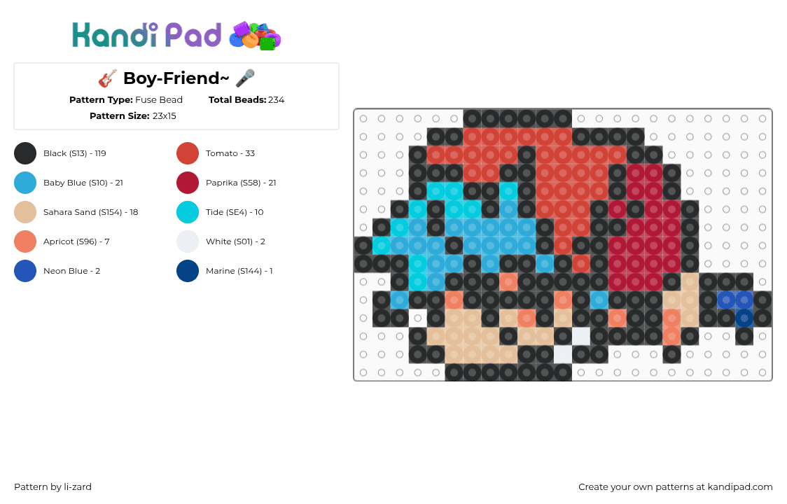 🎸 Boy-Friend~ 🎤 Fuse Bead Pattern - Kandi Pad | Kandi Patterns, Fuse ...