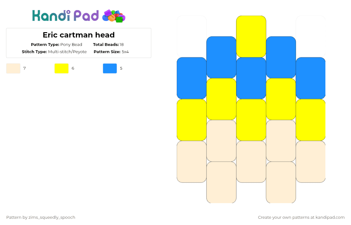 Eric cartman head Pony Bead Pattern - Kandi Pad | Kandi Patterns, Fuse ...
