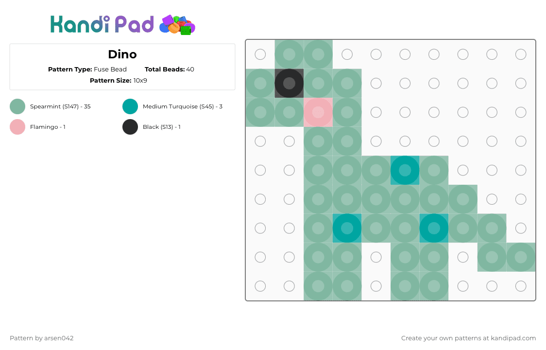 Dino Fuse Bead Pattern - Kandi Pad | Kandi Patterns, Fuse Bead Patterns ...