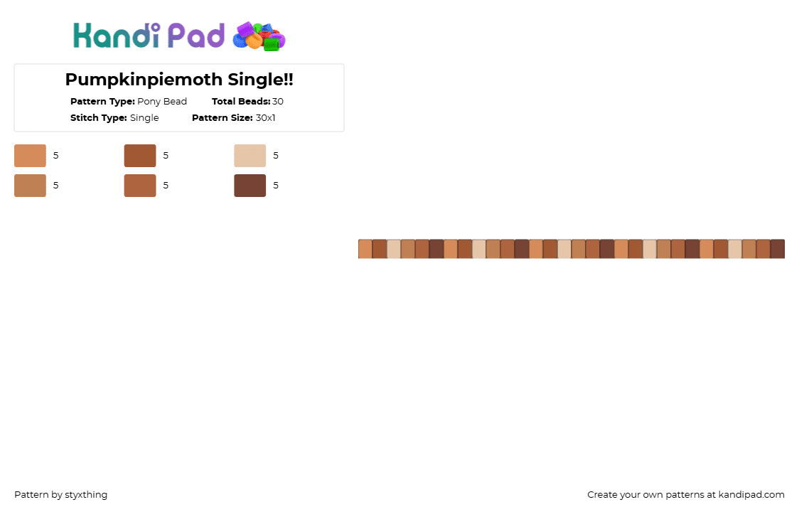 Pumpkinpiemoth Single!! Pony Bead Pattern - Kandi Pad | Kandi Patterns ...