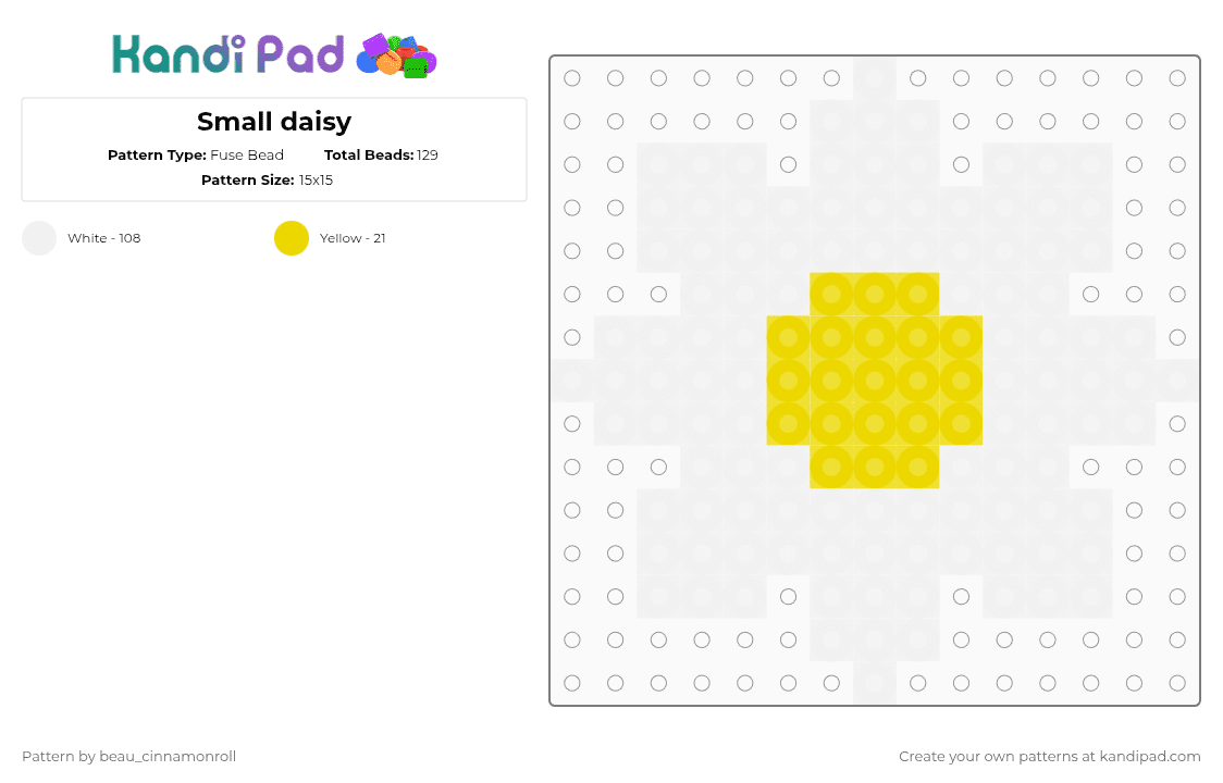 Small daisy Fuse Bead Pattern - Kandi Pad | Kandi Patterns, Fuse Bead ...