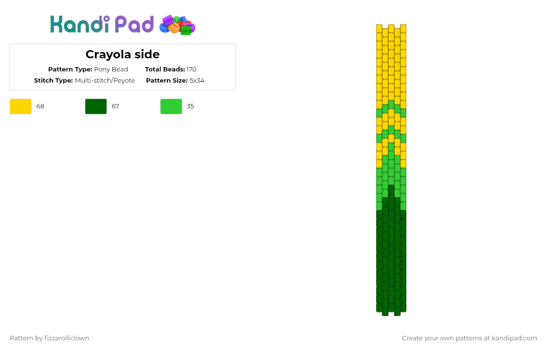 Crayola side Pony Bead Pattern - Kandi Pad | Kandi Patterns, Fuse Bead ...
