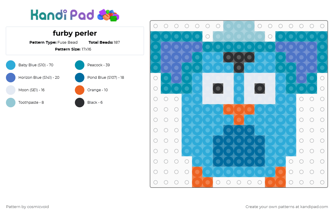 Furby perler Fuse Bead Pattern - Kandi Pad | Kandi Patterns, Fuse Bead ...