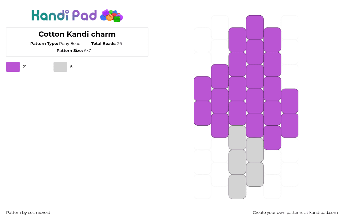 Cotton Kandi charm Pony Bead Pattern - Kandi Pad | Kandi Patterns, Fuse ...