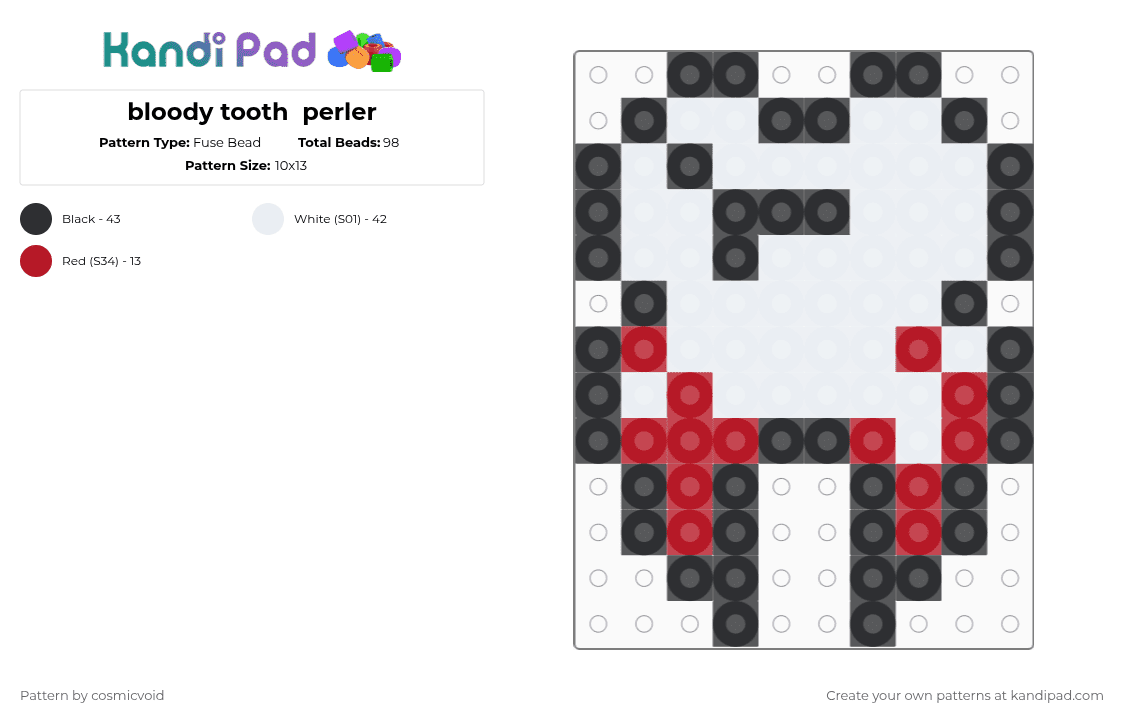 Bloody tooth perler Fuse Bead Pattern - Kandi Pad | Kandi Patterns ...
