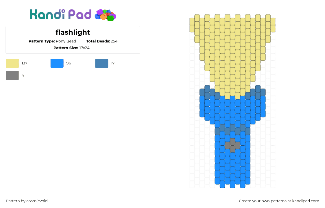 Flashlight Pony Bead Pattern - Kandi Pad | Kandi Patterns, Fuse Bead ...