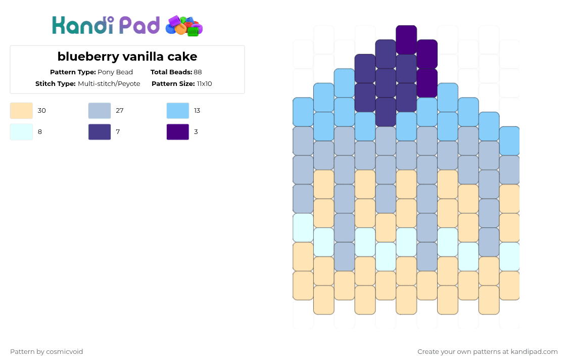 Blueberry vanilla cake Pony Bead Pattern - Kandi Pad | Kandi Patterns ...