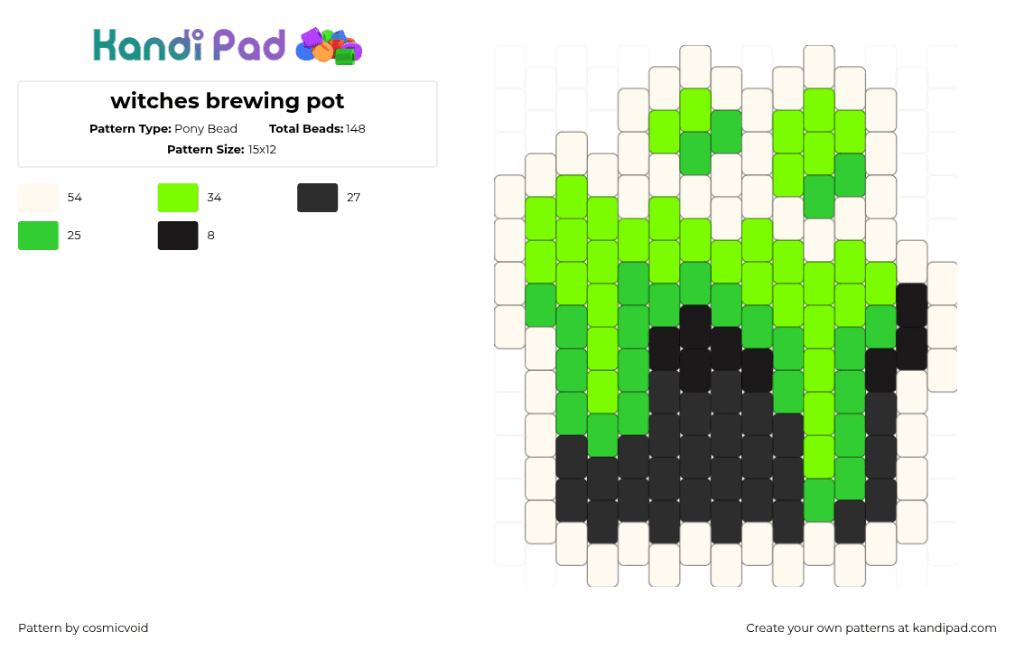 Witches brewing pot Pony Bead Pattern - Kandi Pad | Kandi Patterns ...