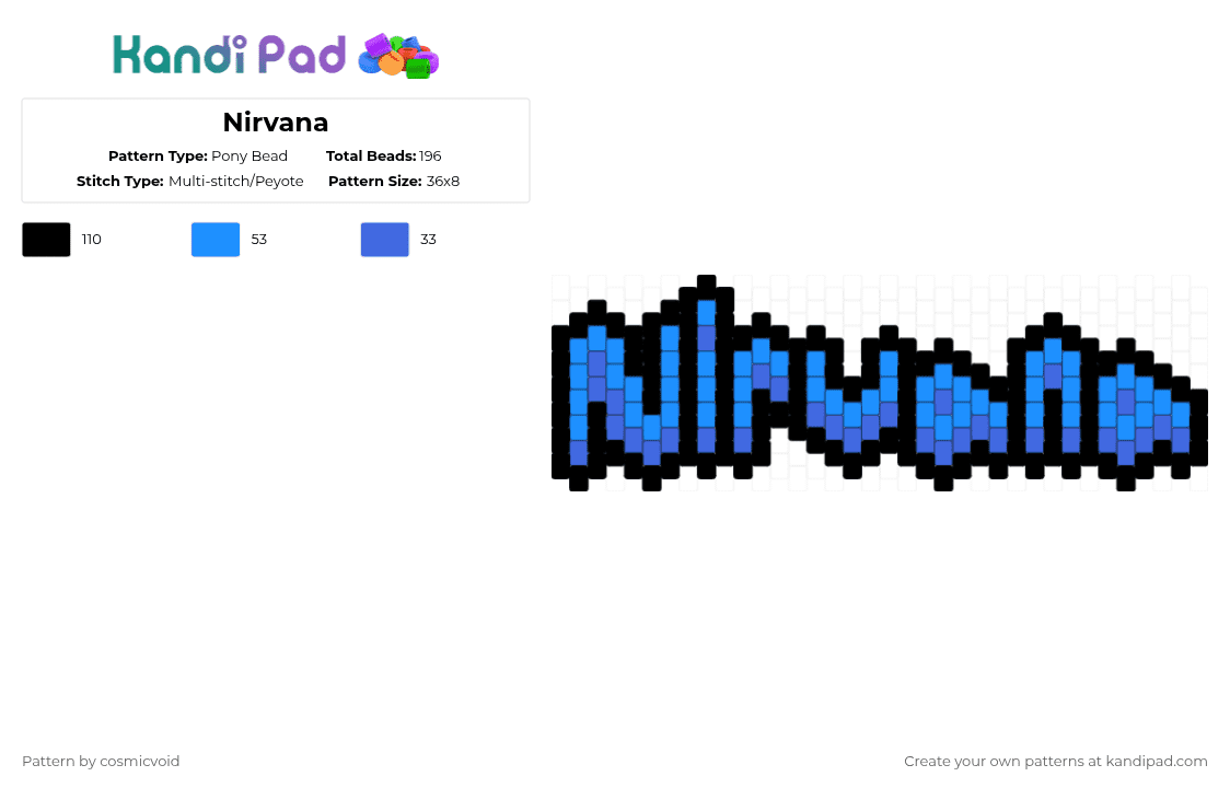 Nirvana Pony Bead Pattern - Kandi Pad | Kandi Patterns, Fuse Bead ...