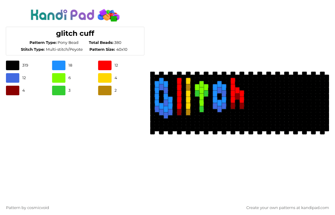 Glitch cuff Pony Bead Pattern - Kandi Pad | Kandi Patterns, Fuse Bead ...
