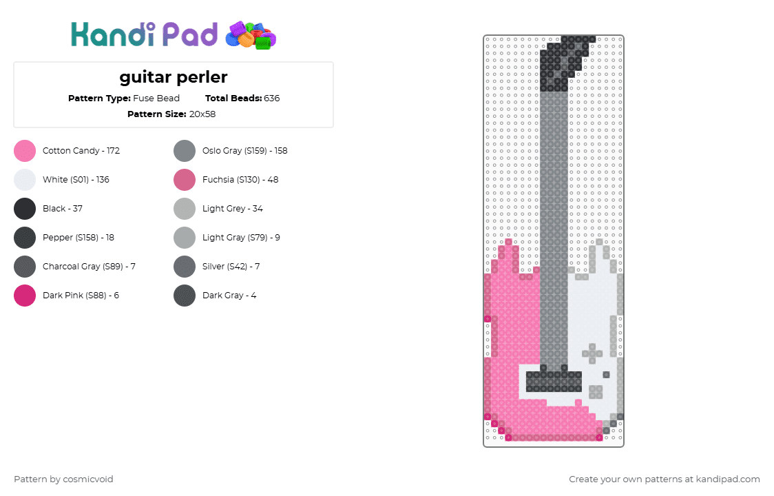 Guitar perler Fuse Bead Pattern - Kandi Pad | Kandi Patterns, Fuse Bead ...