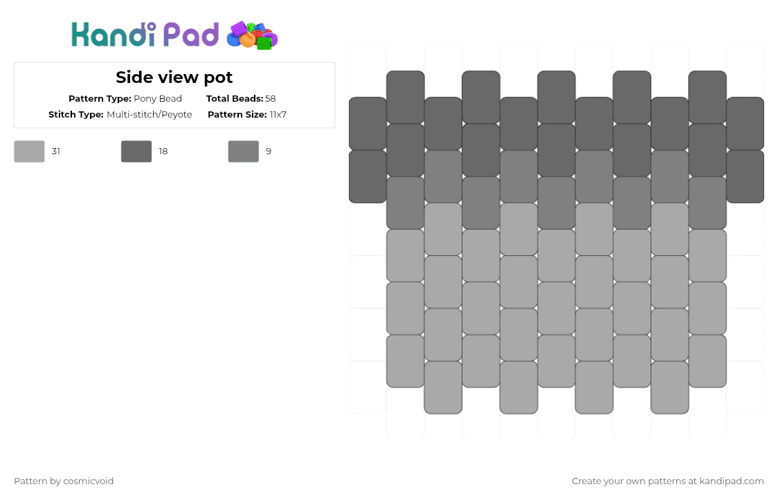 Side view pot Pony Bead Pattern - Kandi Pad | Kandi Patterns, Fuse Bead ...