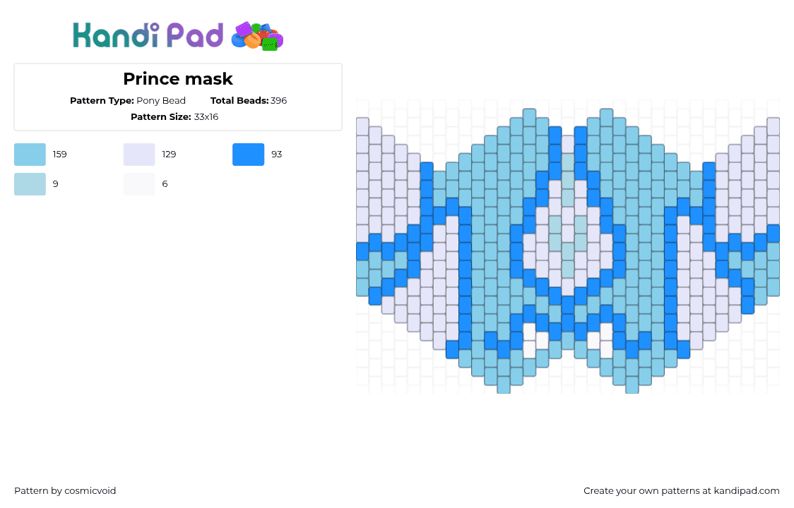 Prince mask Pony Bead Pattern - Kandi Pad | Kandi Patterns, Fuse Bead ...