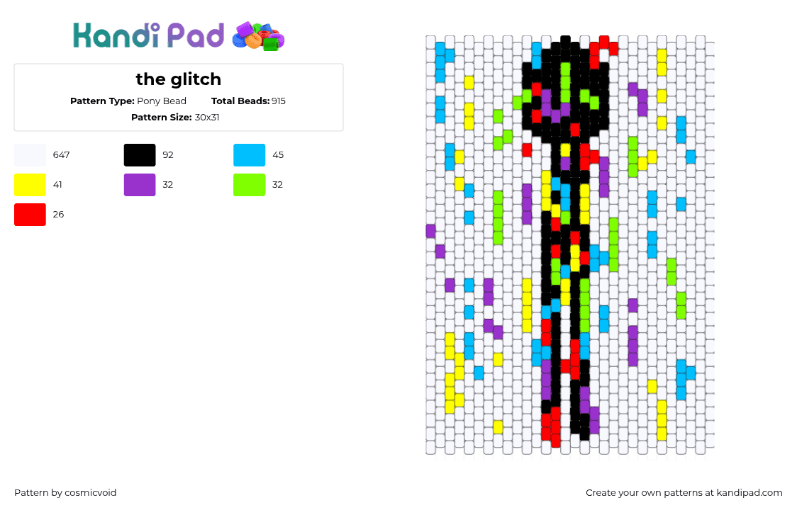 The glitch Pony Bead Pattern - Kandi Pad | Kandi Patterns, Fuse Bead ...