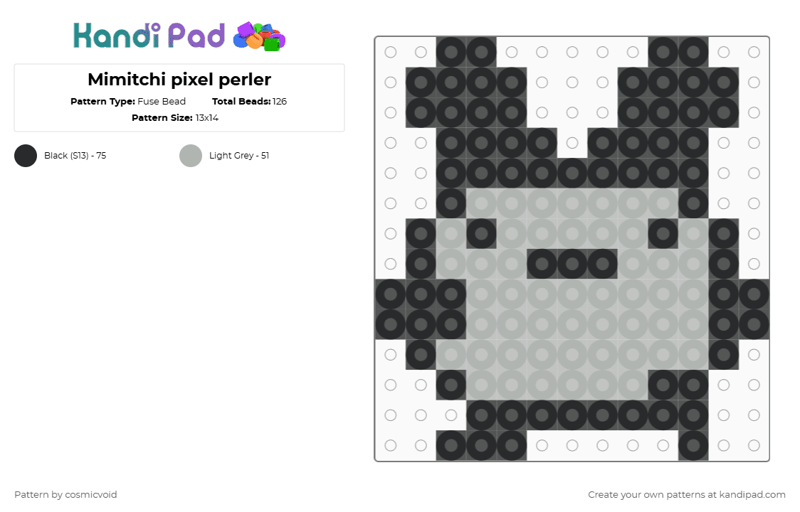 Mimitchi pixel perler Fuse Bead Pattern - Kandi Pad | Kandi Patterns ...