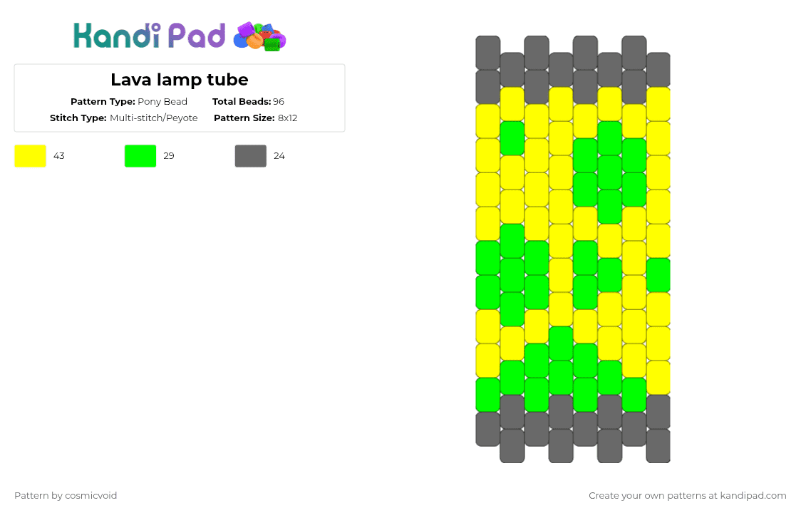 Lava lamp tube Pony Bead Pattern - Kandi Pad | Kandi Patterns, Fuse ...