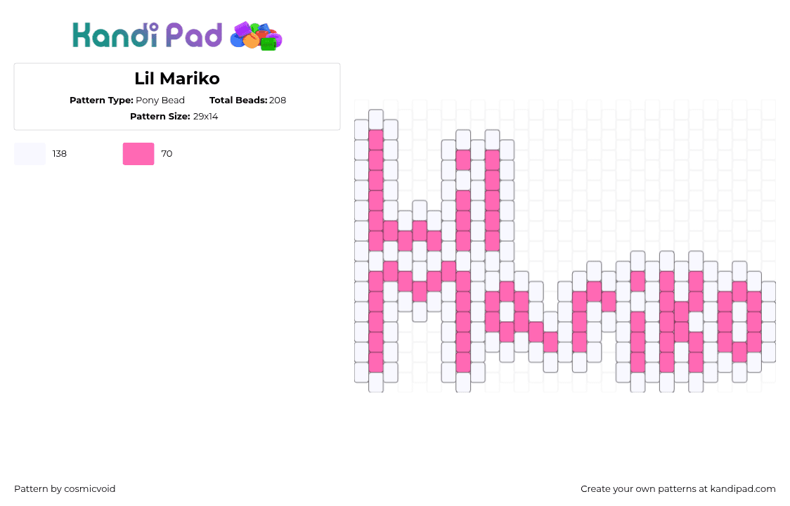 Lil Mariko Pony Bead Pattern - Kandi Pad | Kandi Patterns, Fuse Bead ...