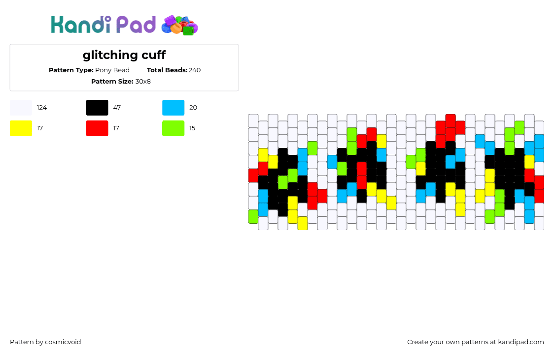Glitching cuff Pony Bead Pattern - Kandi Pad | Kandi Patterns, Fuse ...