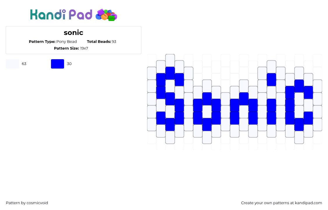 Sonic Pony Bead Pattern - Kandi Pad | Kandi Patterns, Fuse Bead ...