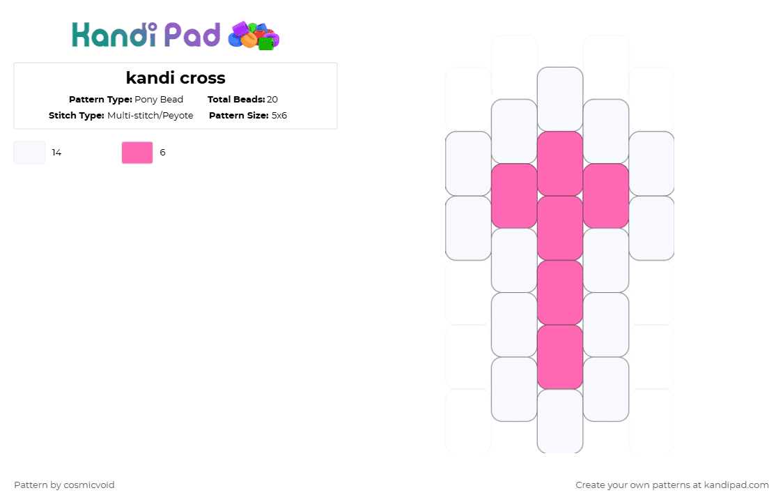 Kandi cross Pony Bead Pattern - Kandi Pad | Kandi Patterns, Fuse Bead ...