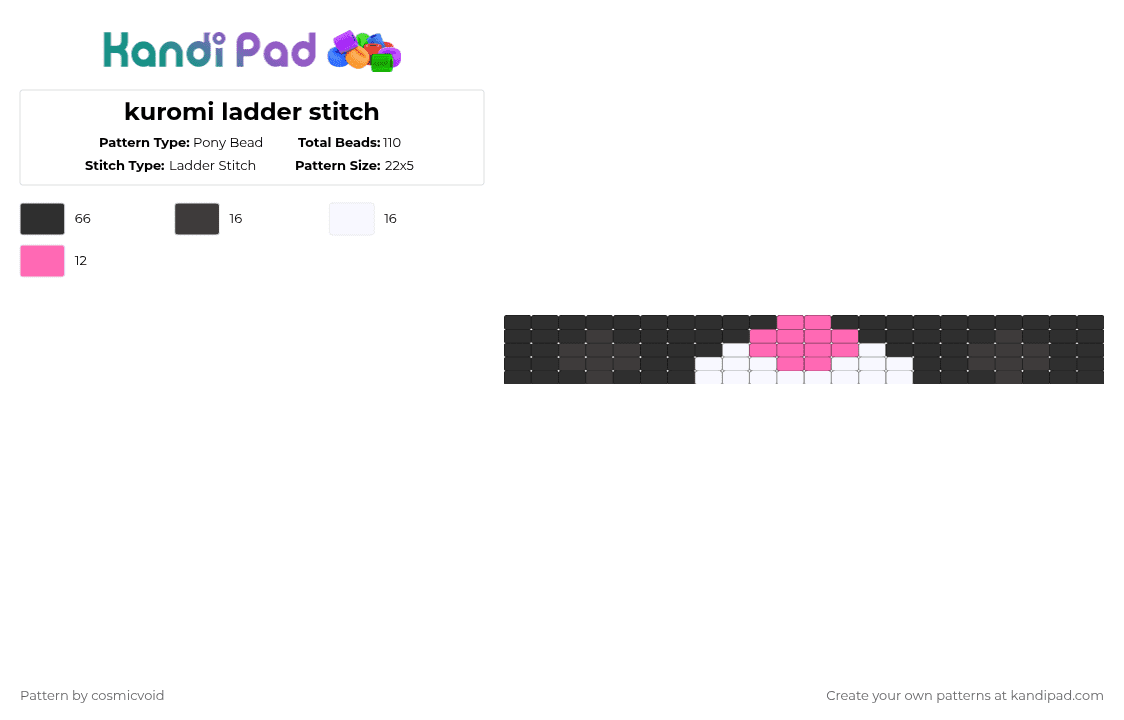 Kuromi ladder stitch Pony Bead Pattern - Kandi Pad | Kandi Patterns ...