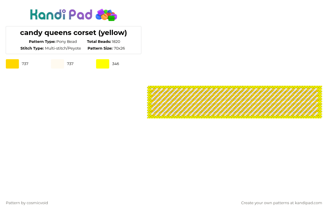 Candy queens corset (yellow) Pony Bead Pattern - Kandi Pad | Kandi ...