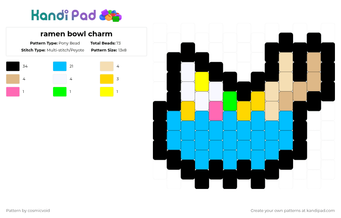 Ramen bowl charm Pony Bead Pattern - Kandi Pad | Kandi Patterns, Fuse ...