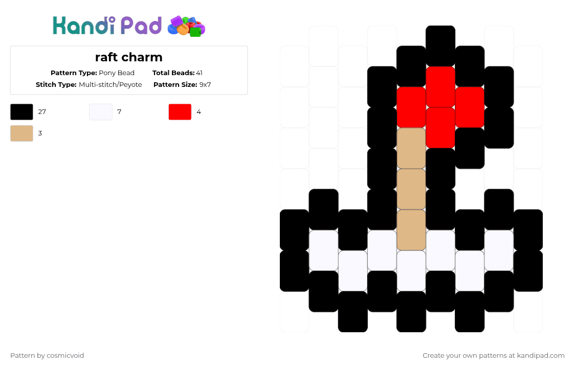 Raft charm Pony Bead Pattern - Kandi Pad | Kandi Patterns, Fuse Bead ...