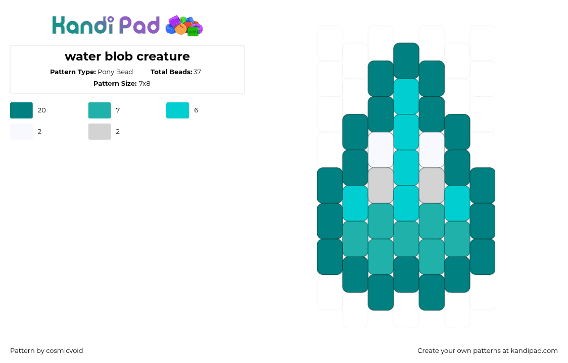 Water blob creature Pony Bead Pattern - Kandi Pad | Kandi Patterns ...