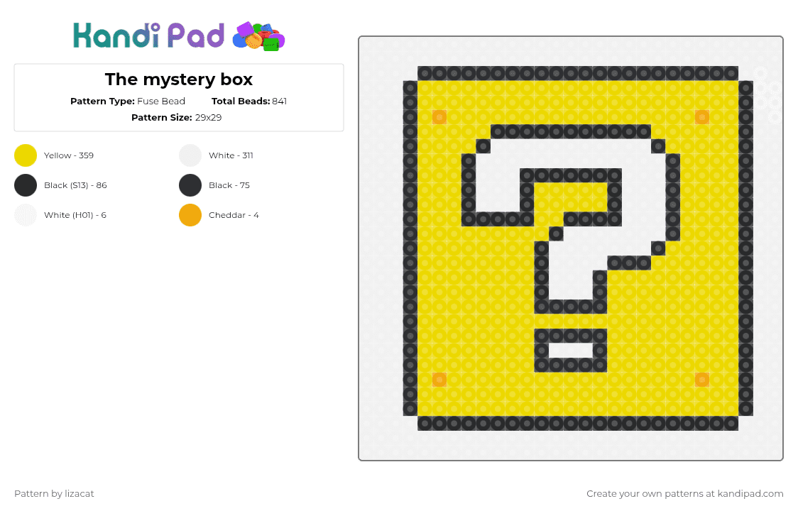 The mystery box Fuse Bead Pattern - Kandi Pad | Kandi Patterns, Fuse ...