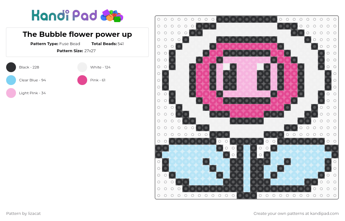 The Bubble flower power up Fuse Bead Pattern - Kandi Pad | Kandi ...