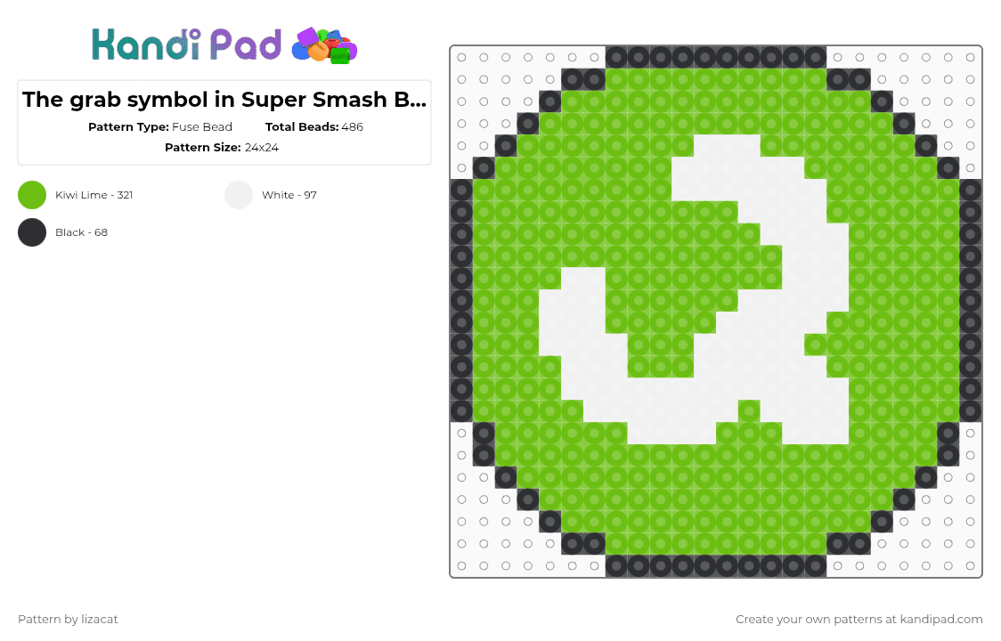 The grab symbol in Super Smash Bros ultimate Fuse Bead Pattern - Kandi ...