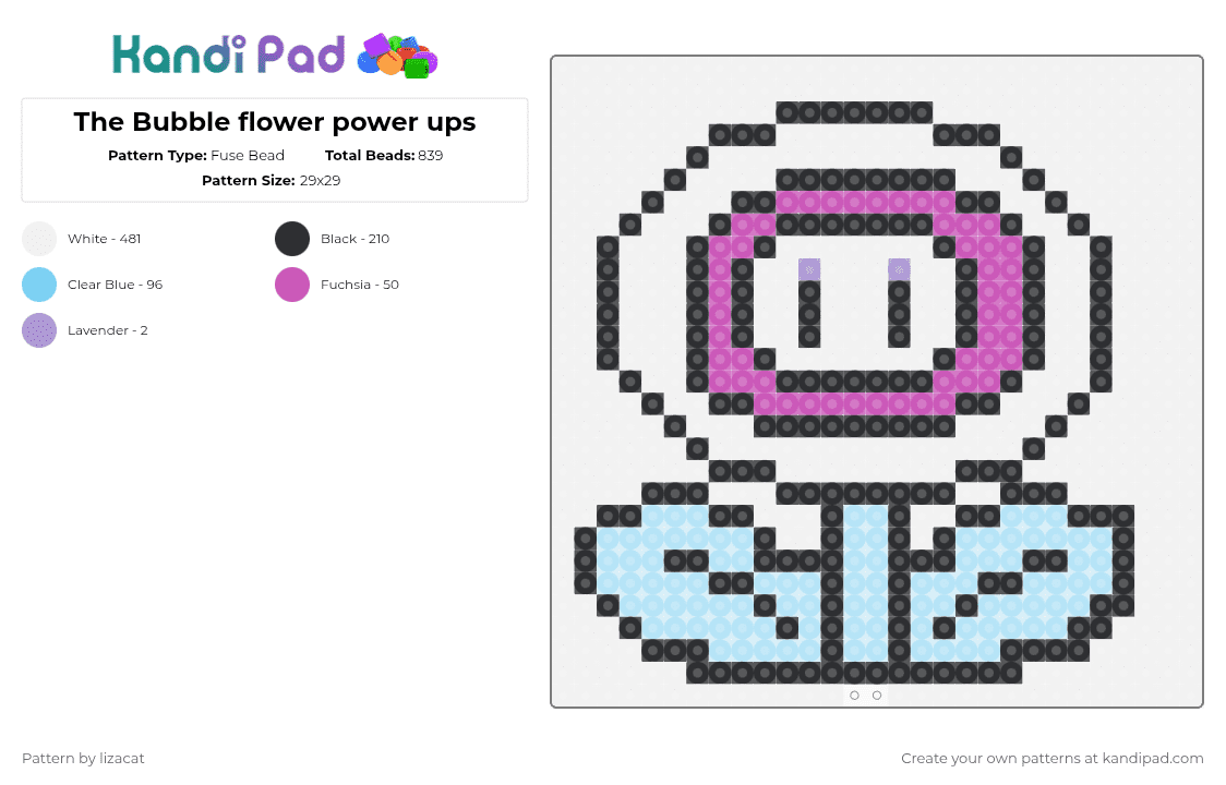 The Bubble flower power ups Fuse Bead Pattern - Kandi Pad | Kandi ...