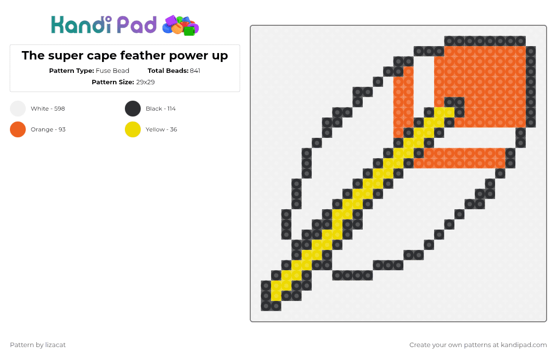 The super cape feather power up Fuse Bead Pattern - Kandi Pad | Kandi ...