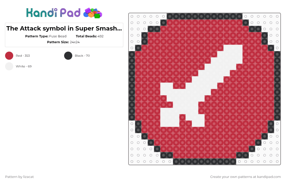 The Attack symbol in Super Smash Bros ultimate Fuse Bead Pattern ...