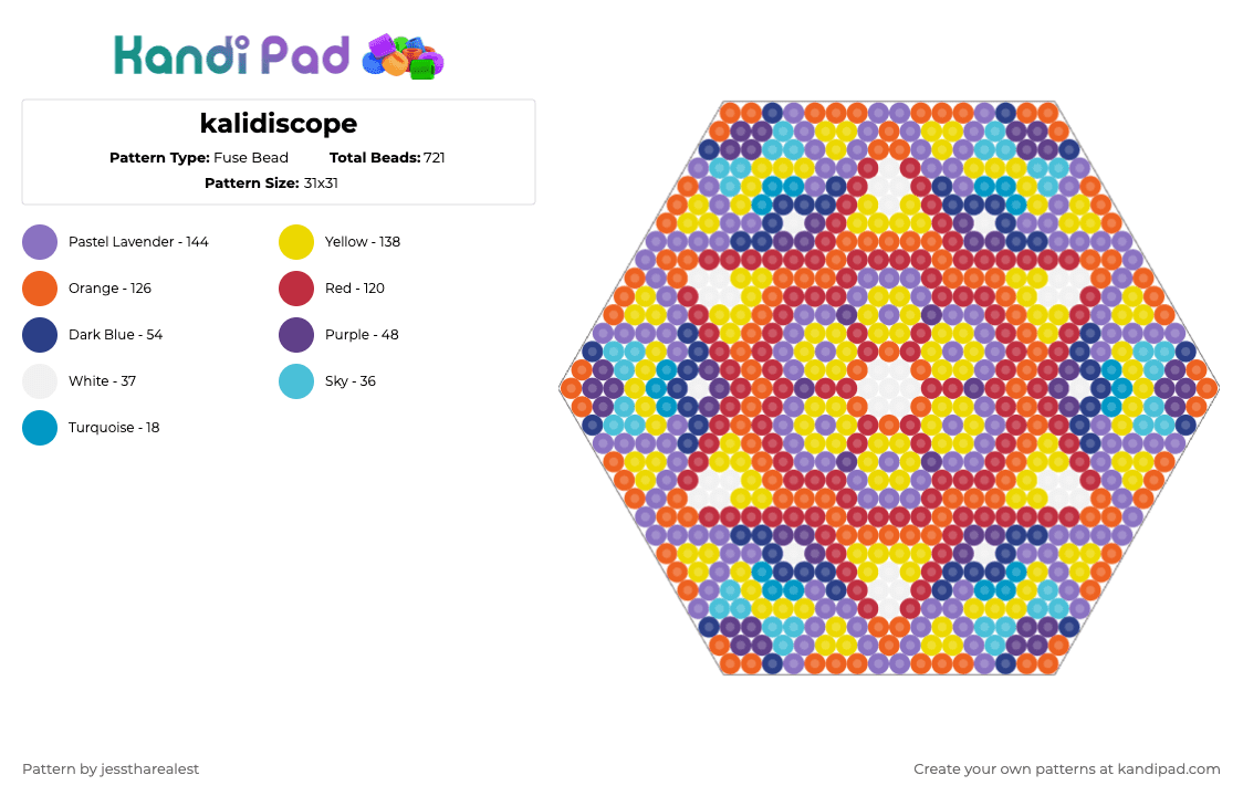 Kalidiscope Fuse Bead Pattern - Kandi Pad | Kandi Patterns, Fuse Bead ...
