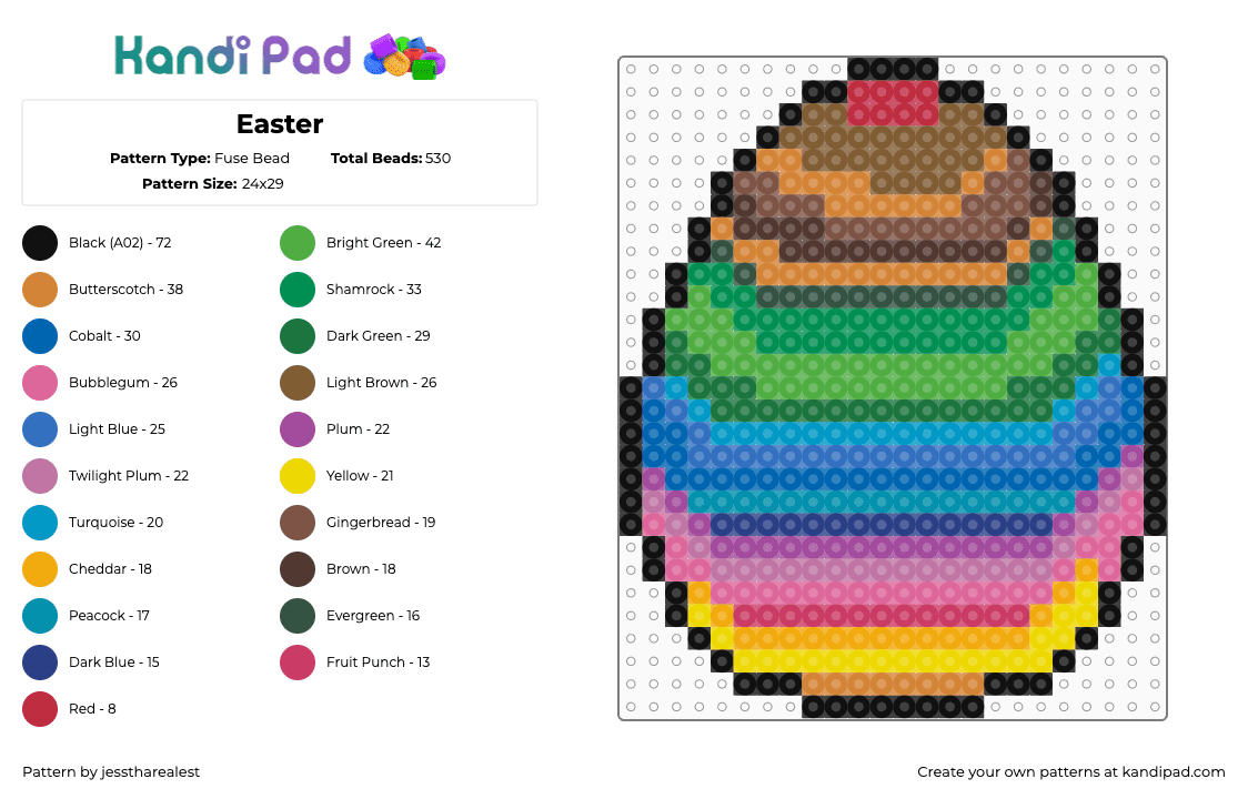 Easter Fuse Bead Pattern - Kandi Pad | Kandi Patterns, Fuse Bead ...