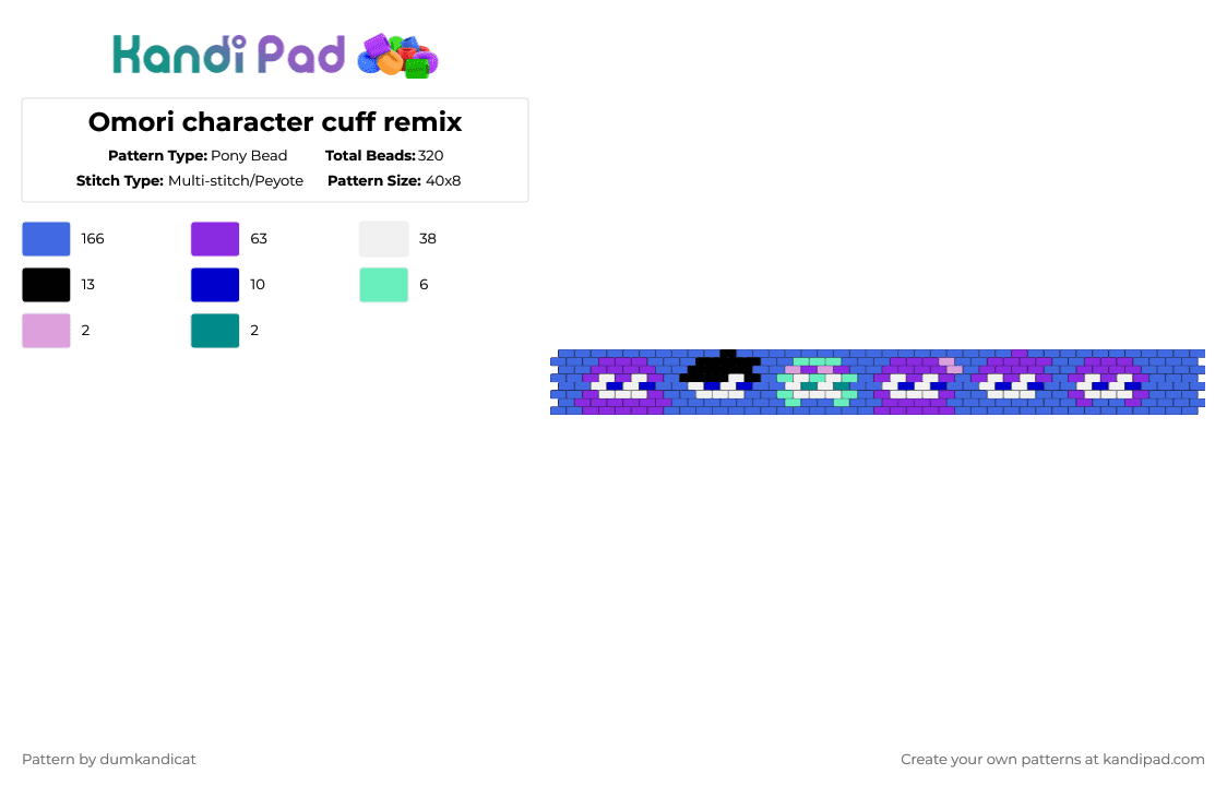 Omori character cuff remix Pony Bead Pattern - Kandi Pad | Kandi ...