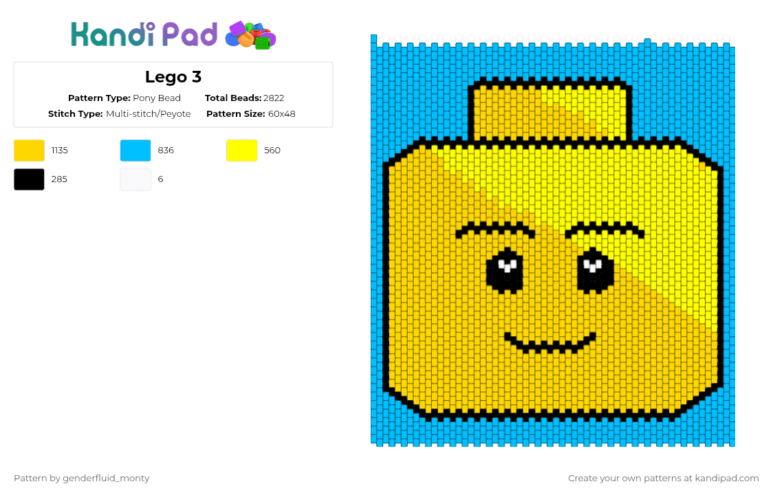 Lego 3 Pony Bead Pattern - Kandi Pad | Kandi Patterns, Fuse Bead ...