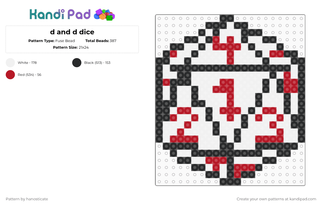 D and d dice Fuse Bead Pattern - Kandi Pad | Kandi Patterns, Fuse Bead ...