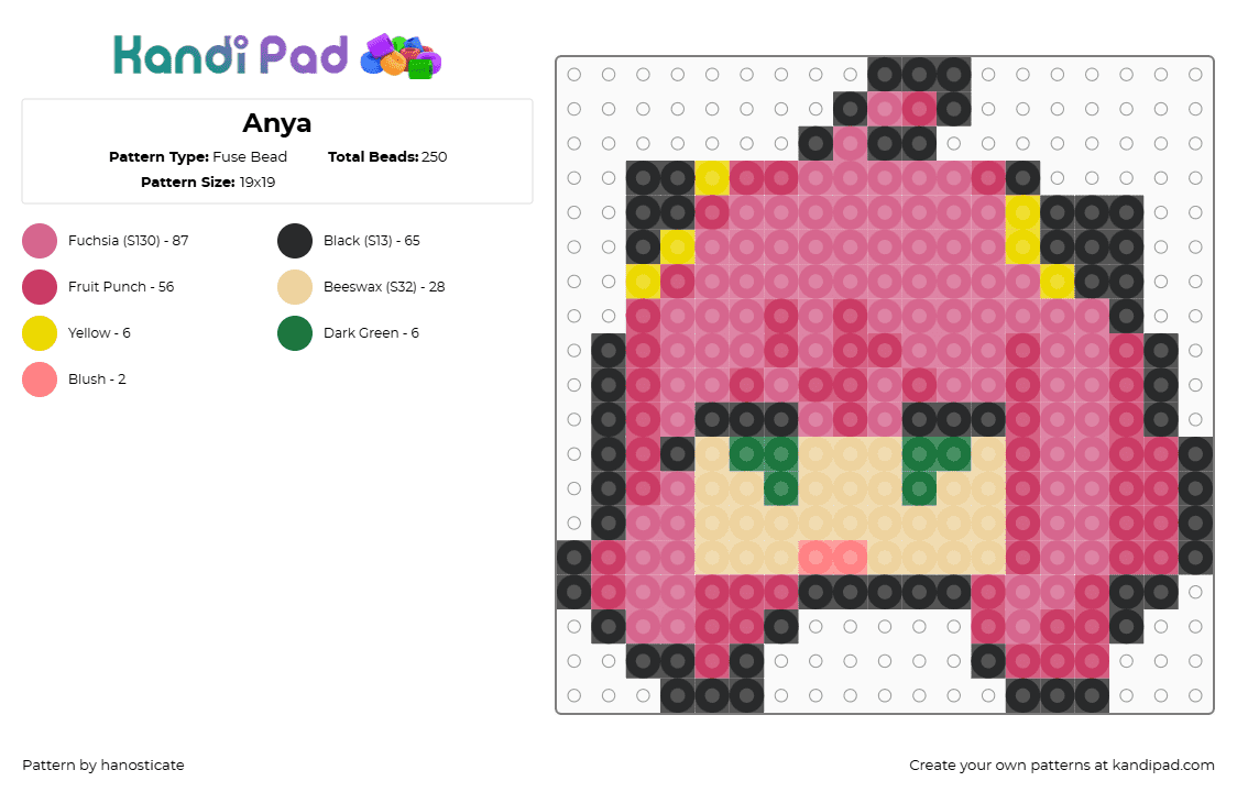 Anya Fuse Bead Pattern - Kandi Pad | Kandi Patterns, Fuse Bead Patterns ...