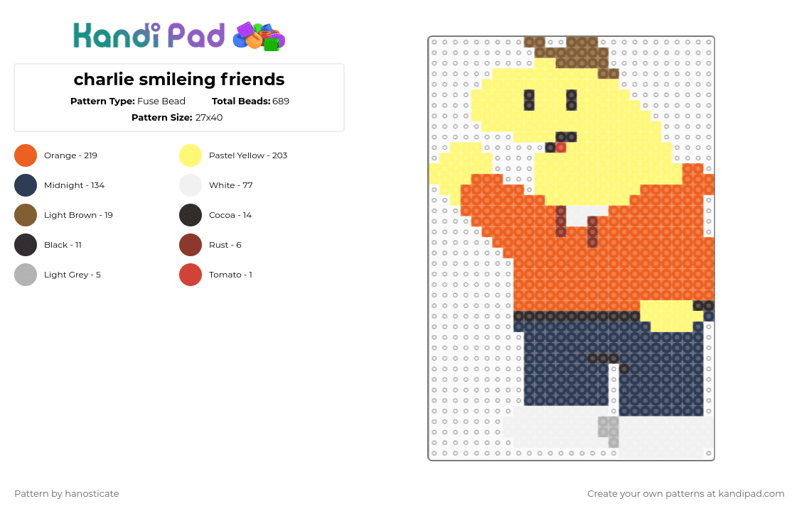 Charlie smileing friends Fuse Bead Pattern - Kandi Pad | Kandi Patterns ...