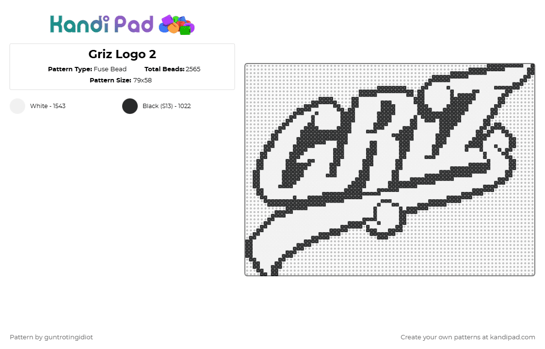 Griz Logo 2 Fuse Bead Pattern - Kandi Pad | Kandi Patterns, Fuse Bead ...