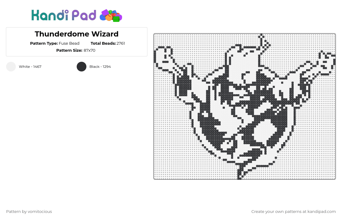Thunderdome Wizard Fuse Bead Pattern - Kandi Pad | Kandi Patterns, Fuse ...