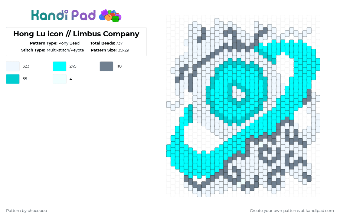 Hong Lu icon // Limbus Company Pony Bead Pattern - Kandi Pad | Kandi ...